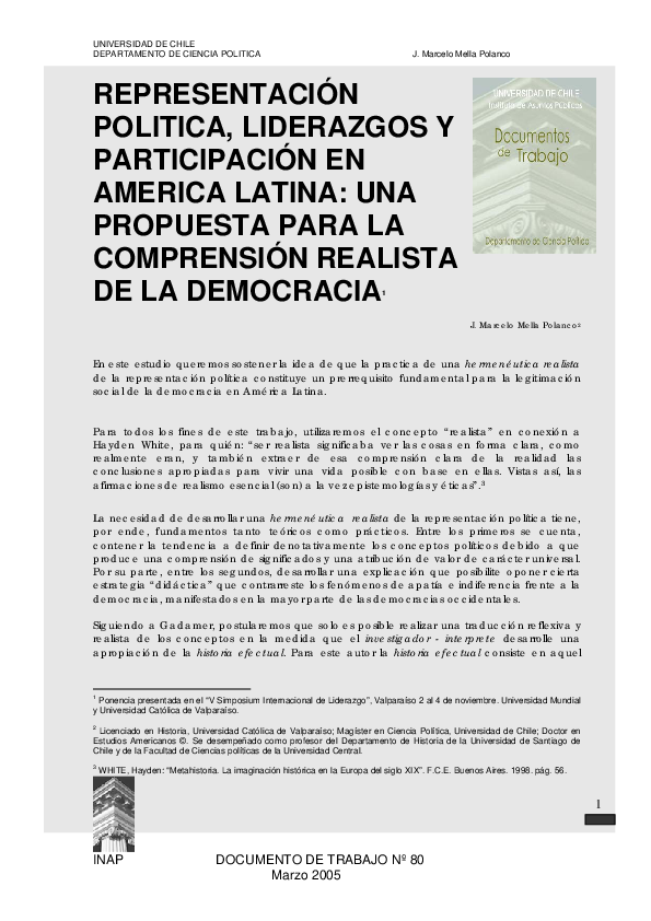 (PDF) Representación política, liderazgos y participación en América ...
