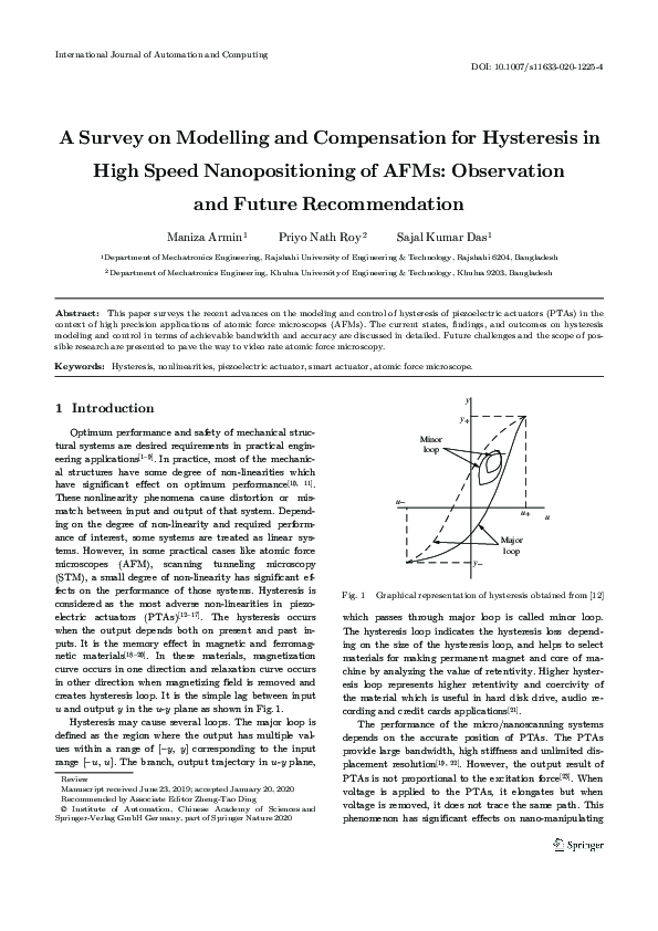 (PDF) A Survey on Modelling and Compensation for Hysteresis in High ...