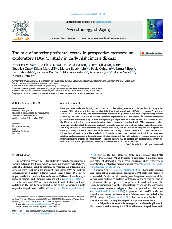 (PDF) The role of anterior prefrontal cortex in prospective memory: an ...