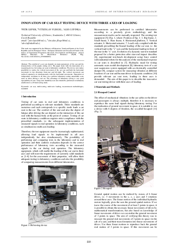 (PDF) Innovation of Car Seat Testing Device with Three Axes of Loading