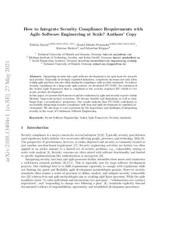 (PDF) How to Integrate Security Compliance Requirements with Agile ...