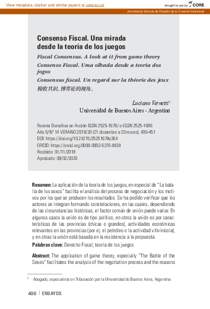 (PDF) Fiscal Consensus. A look at it from game theory
