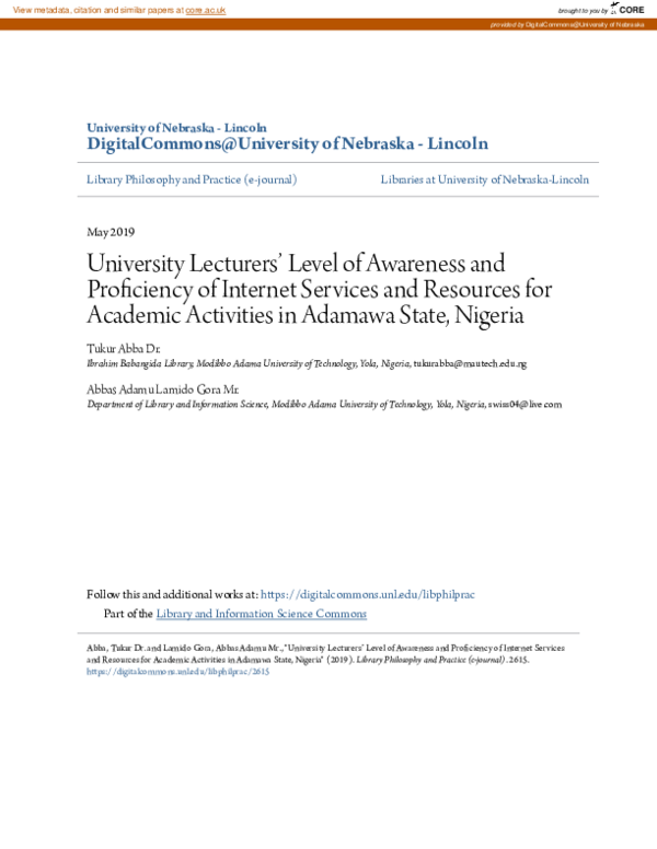 (PDF) University Lecturers' Level of Awareness and Proficiency of ...
