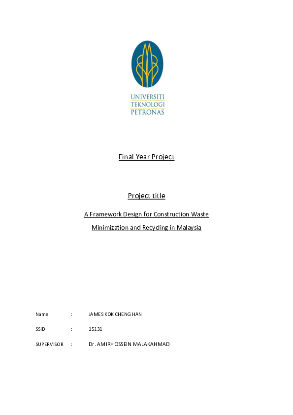 (PDF) A Framework Design for Construction Waste Minimization and ...