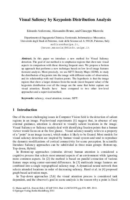 (PDF) Visual saliency by keypoints distribution analysis