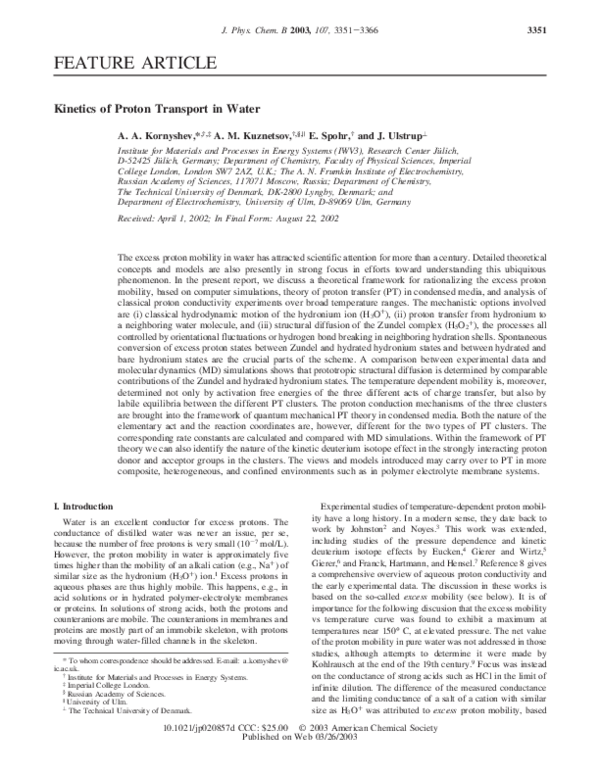 (PDF) Kinetics of Proton Transport in Water