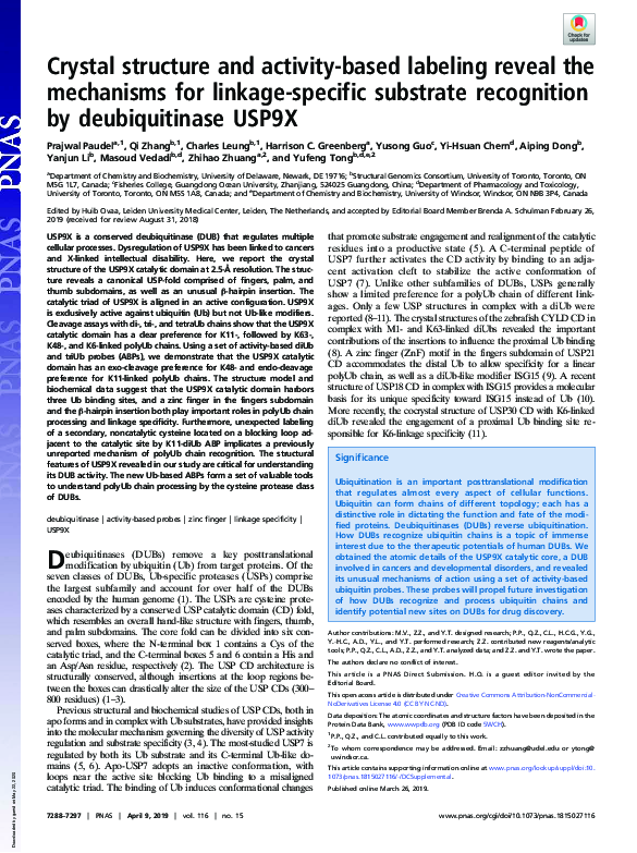 (PDF) Crystal structure and activity-based labeling reveal the ...