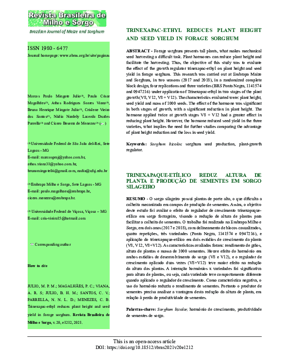 (PDF) Trinexapac-Ethyl Reduces Plant Height and Seed Yield in Forage ...