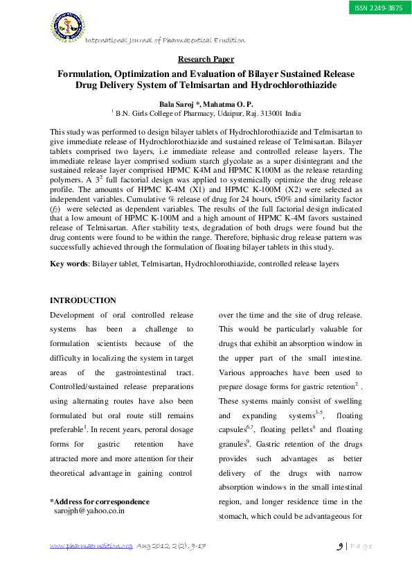 (PDF) Formulation, Optimization and Evaluation of Biopharmaceutics ...