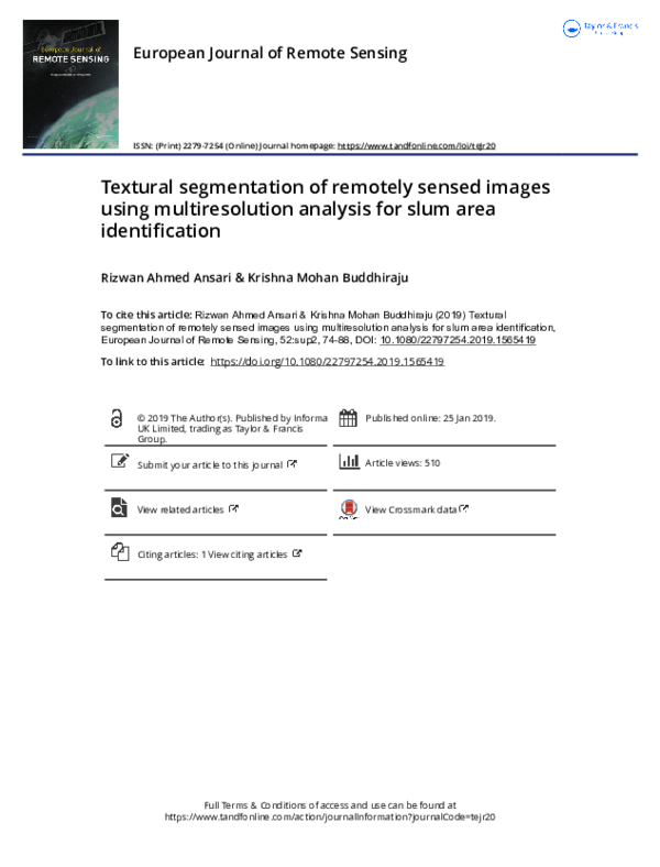 (PDF) Textural segmentation of remotely sensed images using multiresolution analysis for slum ...