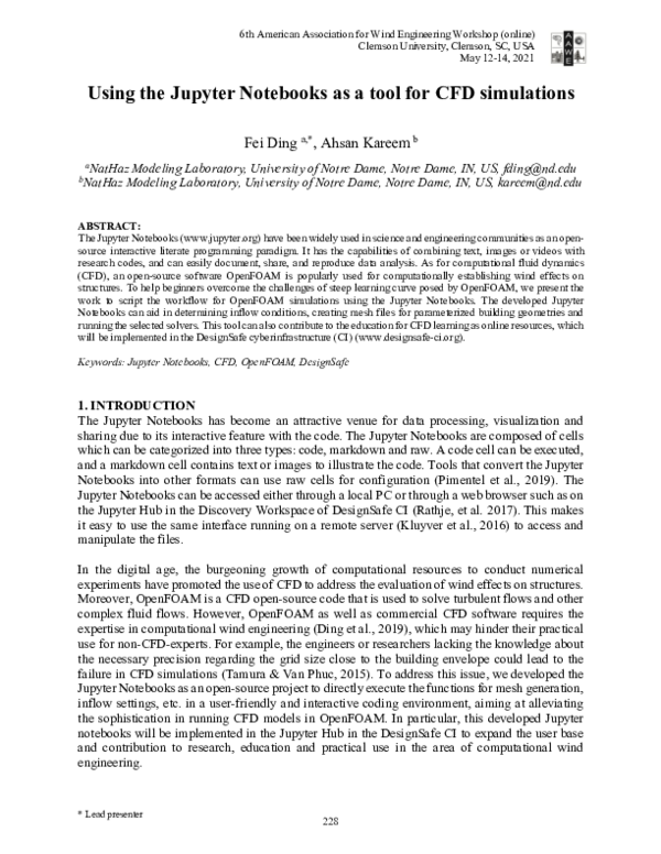 Pdf Using The Jupyter Notebooks As A Tool For Cfd Simulations