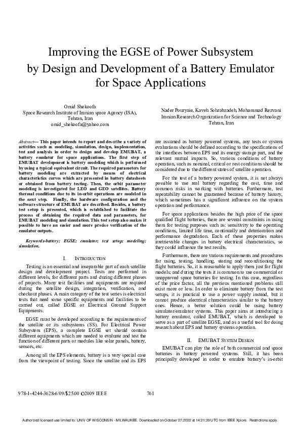 (PDF) Improving the EGSE of power subsystem by design and development ...
