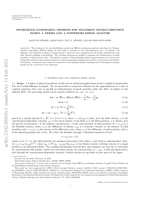 Pdf Divergence Conforming Methods For Transient Doubly Diffusive