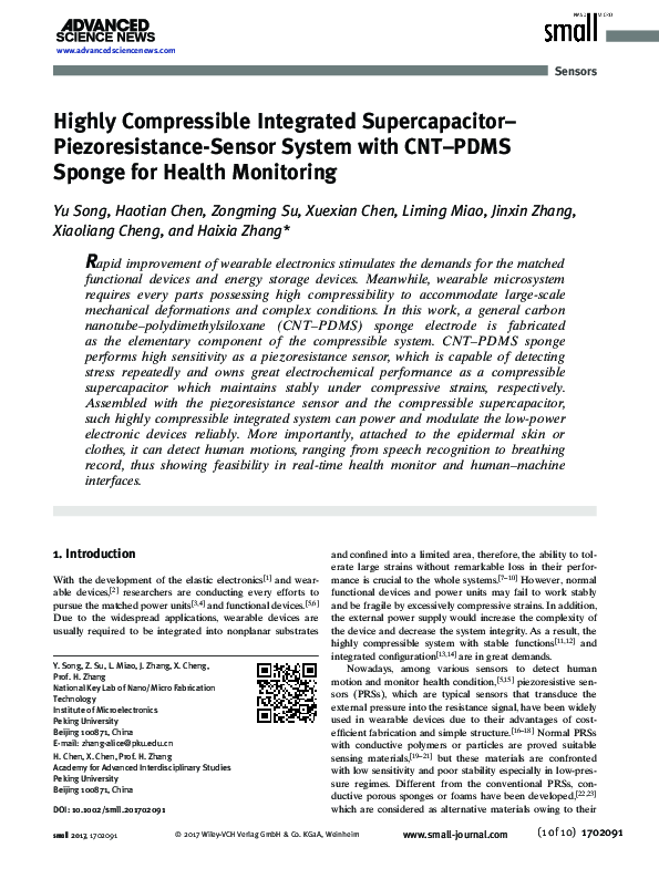 (PDF) Highly Compressible Integrated Supercapacitor-Piezoresistance ...