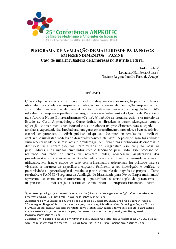 (PDF) Programa de Avaliação de Maturidade para Novos Empreendimentos ...