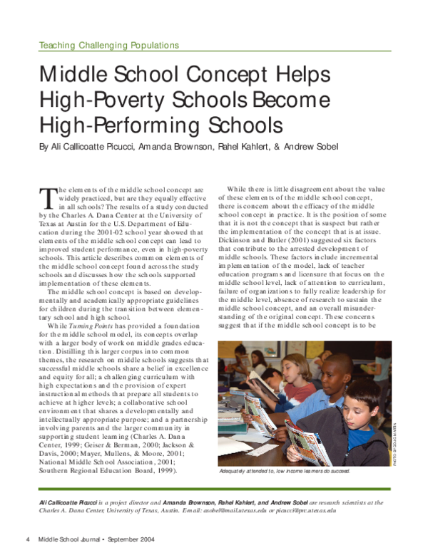 (PDF) Middle School Concept Helps High-Poverty Schools Become High ...