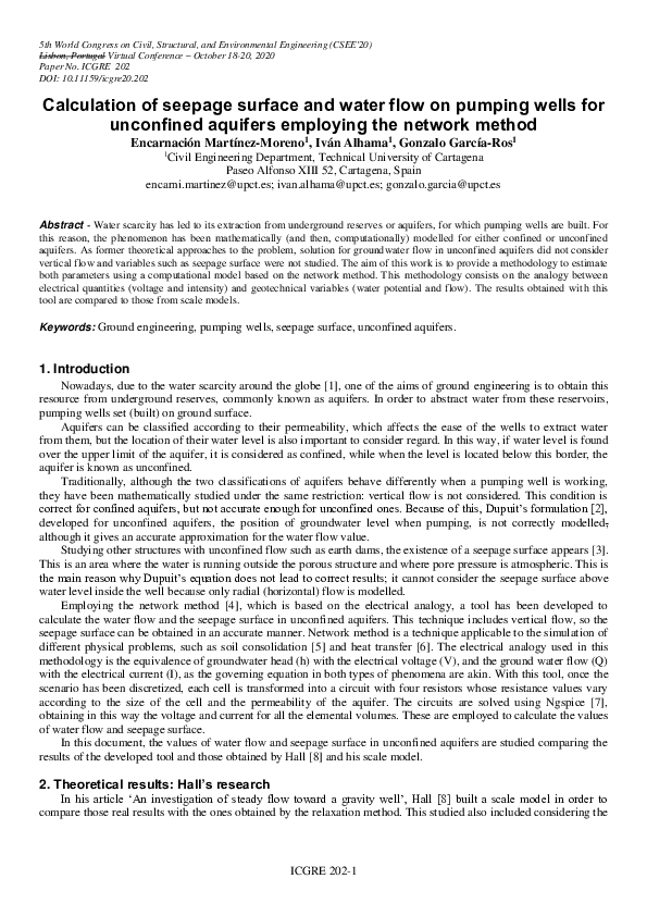 (PDF) Calculation of seepage surface and water flow on pumping wells ...