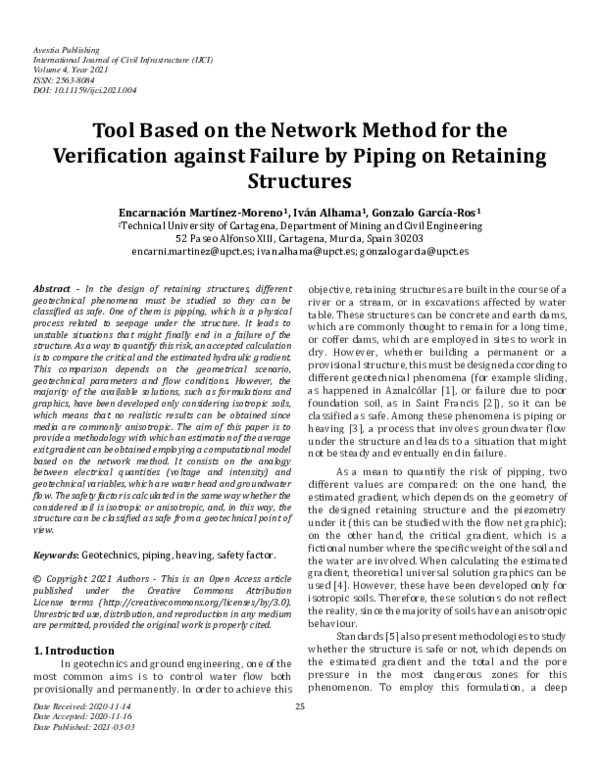 (PDF) Tool Based on the Network Method for the Verification against Failure by Piping on ...