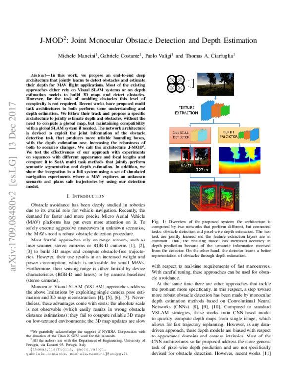 Pdf J Mod2 Joint Monocular Obstacle Detection And Depth Estimation