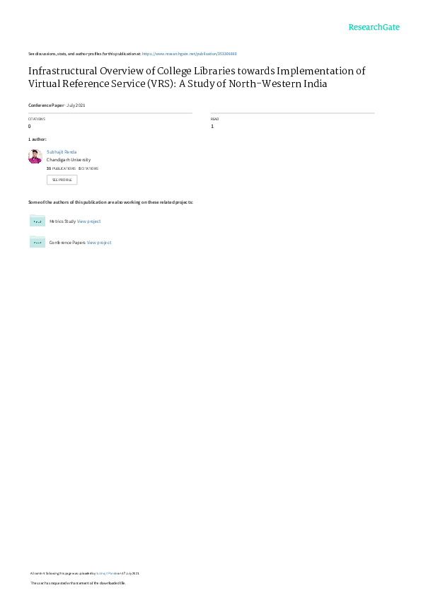 (PDF) Infrastructural Overview of College Libraries towards ...