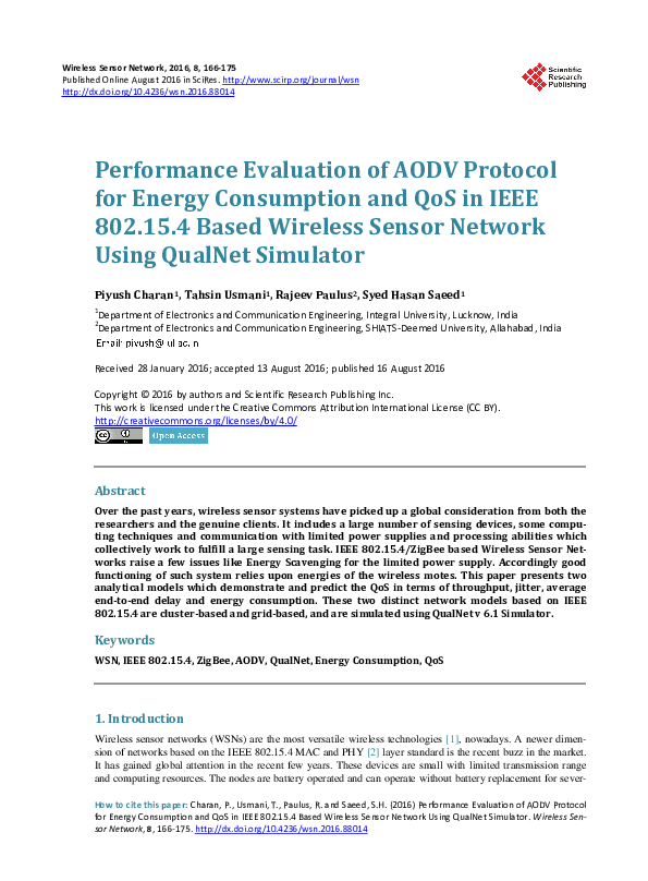 (PDF) Performance Evaluation of AODV Protocol for Energy Consumption ...