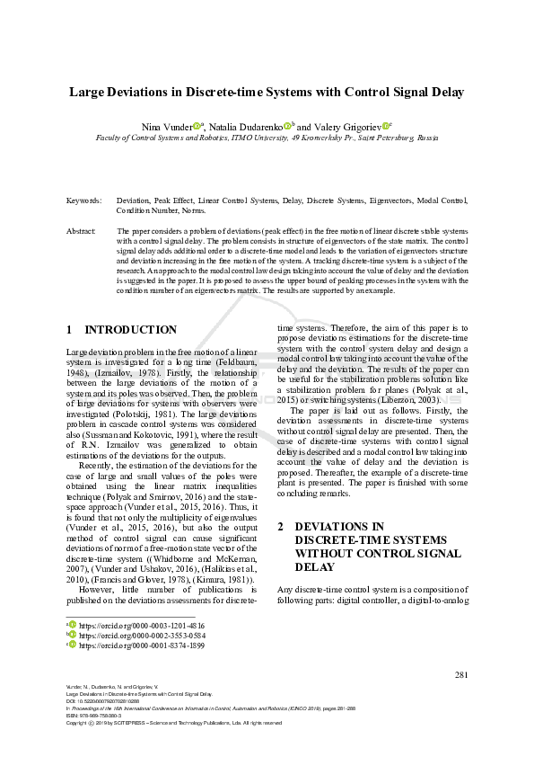 (PDF) Large Deviations in Discrete-time Systems with Control Signal Delay