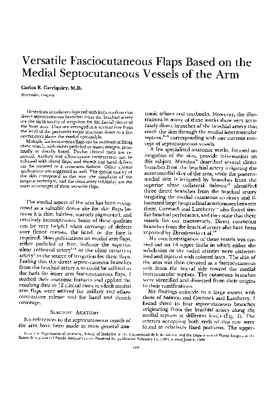 (PDF) Versatile Fasciocutaneous Flaps Based on the Medial ...