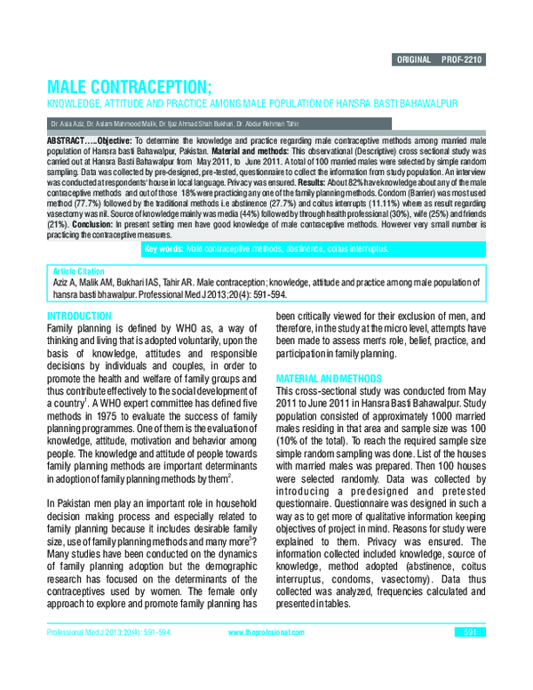 (PDF) Male Contraception