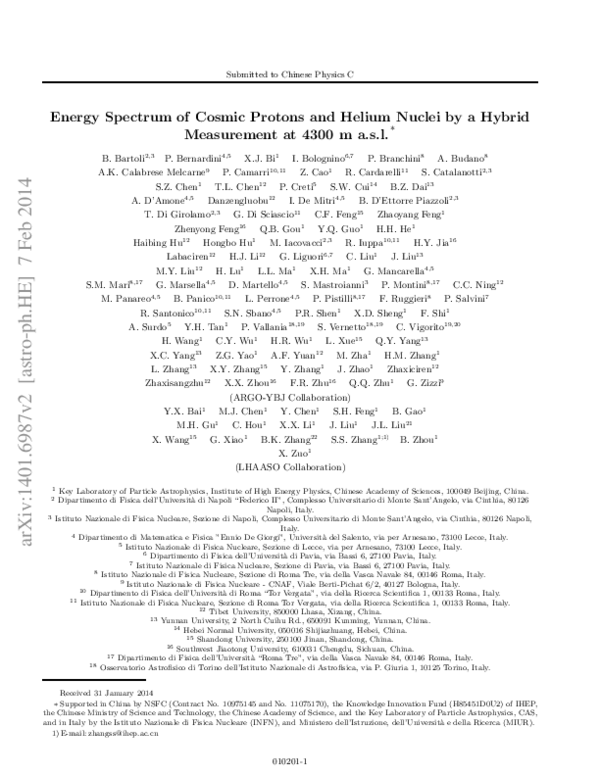 (PDF) Energy spectrum of cosmic protons and helium nuclei by a hybrid ...