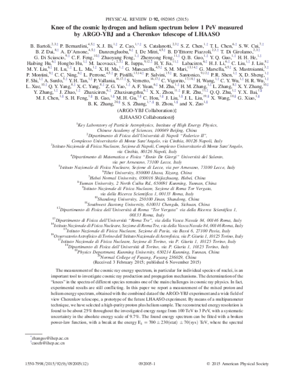 (PDF) Knee of the cosmic hydrogen and helium spectrum below 1 PeV ...