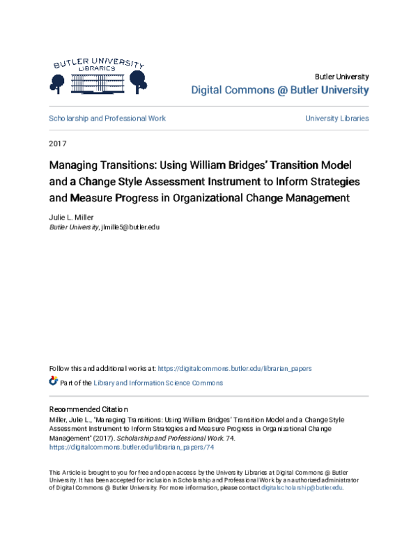 (PDF) Managing Transitions: Using William Bridges’ Transition Model and ...