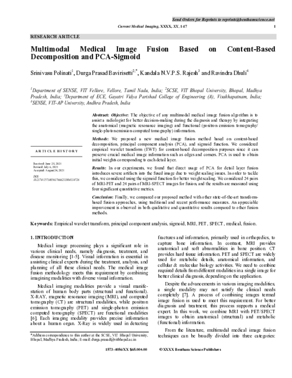 (PDF) Multimodal Medical Image Fusion Based on Content-Based ...