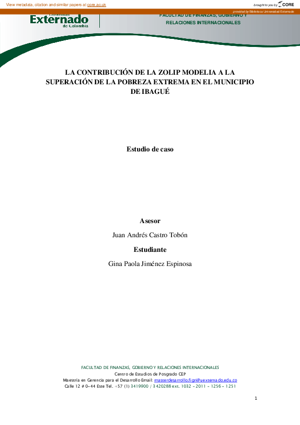 (PDF) La contribución de la Zolip Modelia a la superación de la pobreza ...