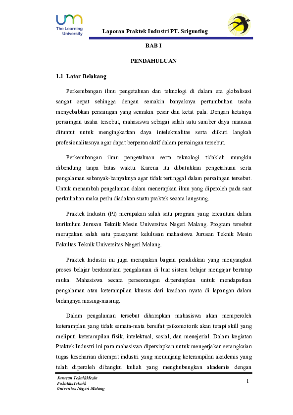 (PDF) CONTOH LAPORAN PRAKTEK INDUSTRI