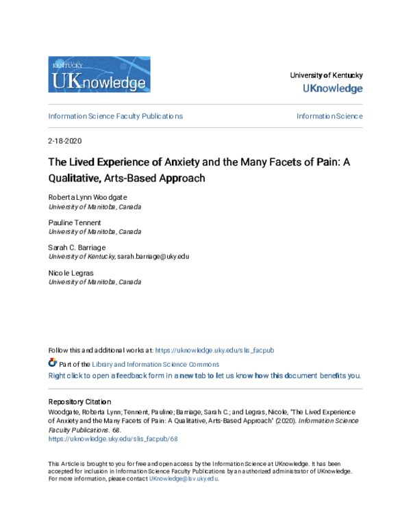 (PDF) The lived experience of anxiety and the many facets of pain: A ...