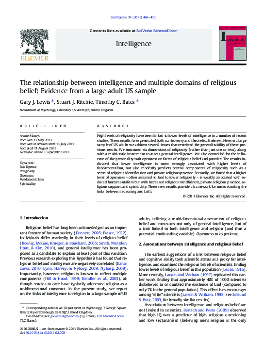 (PDF) The relationship between intelligence and multiple domains of ...
