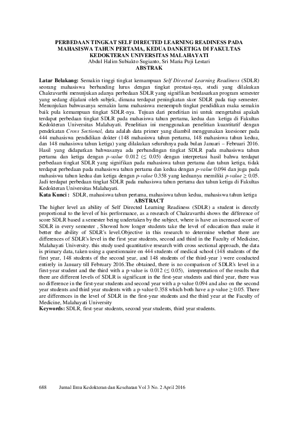 (PDF) Perbedaan Tingkat Self Directed Learning Readiness Pada Mahasiswa ...