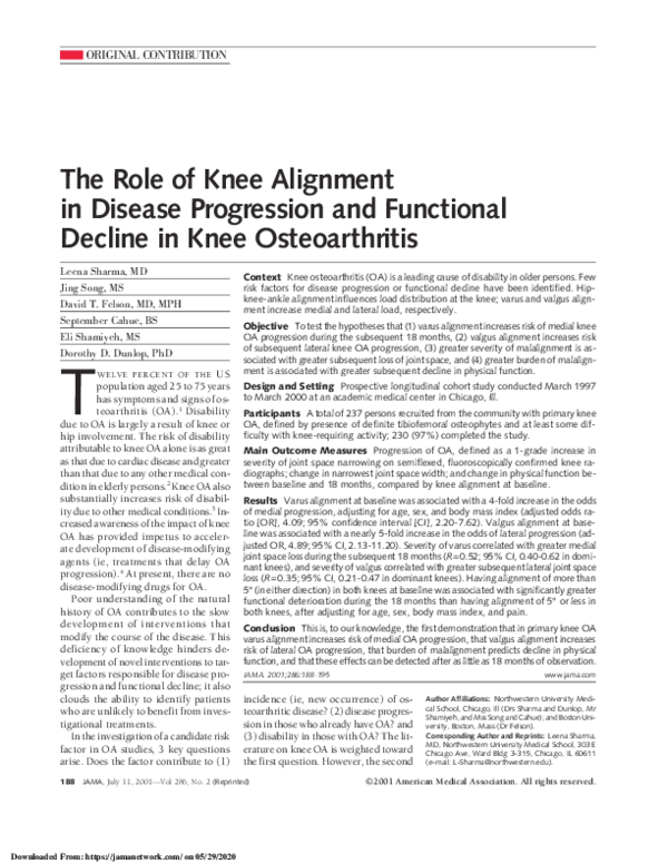 (PDF) The Role of Knee Alignment in Disease Progression and Functional ...