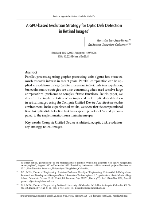 (PDF) A GPU-based Evolution Strategy for Optic Disk Detection in Retinal Images