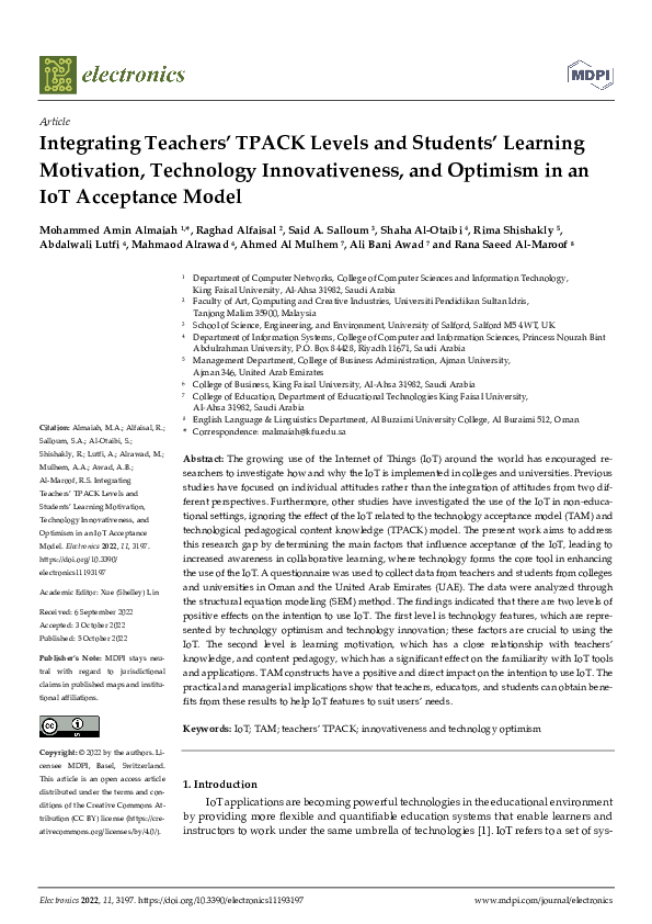 (PDF) Integrating Teachers’ TPACK Levels and Students’ Learning ...