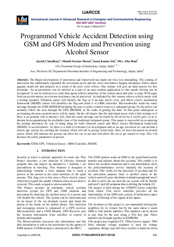 (PDF) Programmed Vehicle Accident Detection using GSM and GPS Modem and ...
