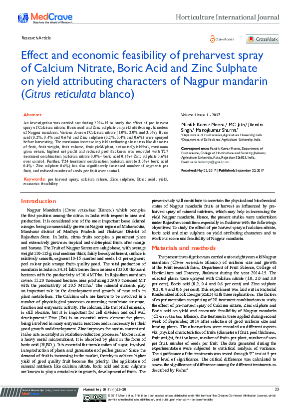 (PDF) Effect and Economic Feasibility of Preharvest Spray of Calcium ...