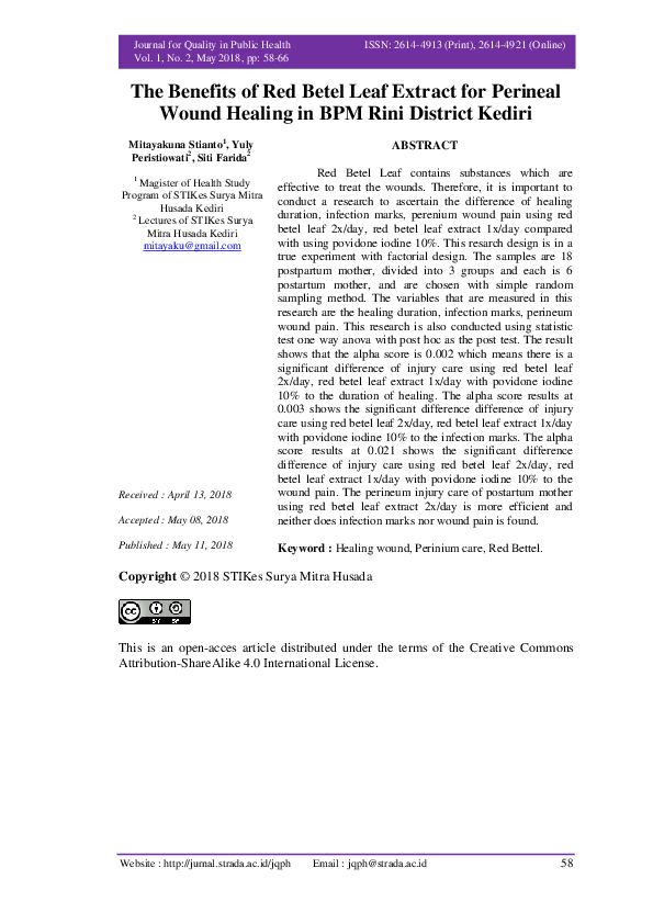 (PDF) The Benefits of Red Betel Leaf Extract for Perineal Wound Healing ...