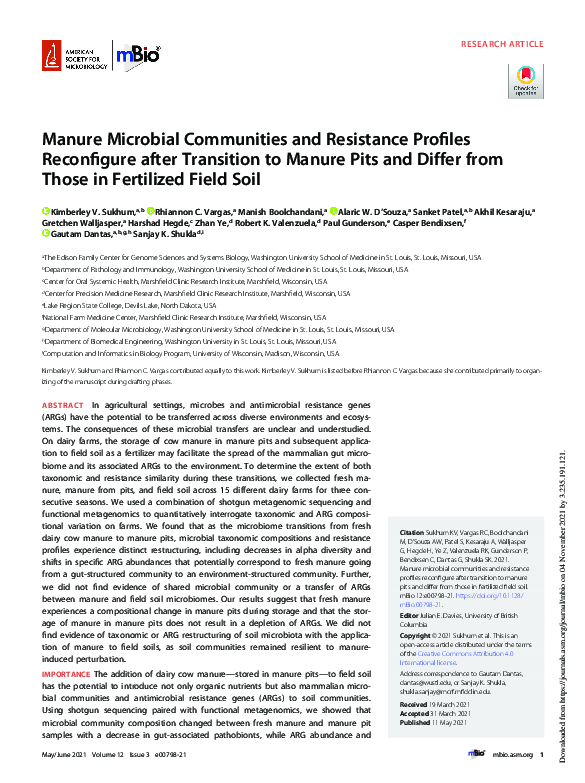 (PDF) Manure Microbial Communities and Resistance Profiles Reconfigure ...