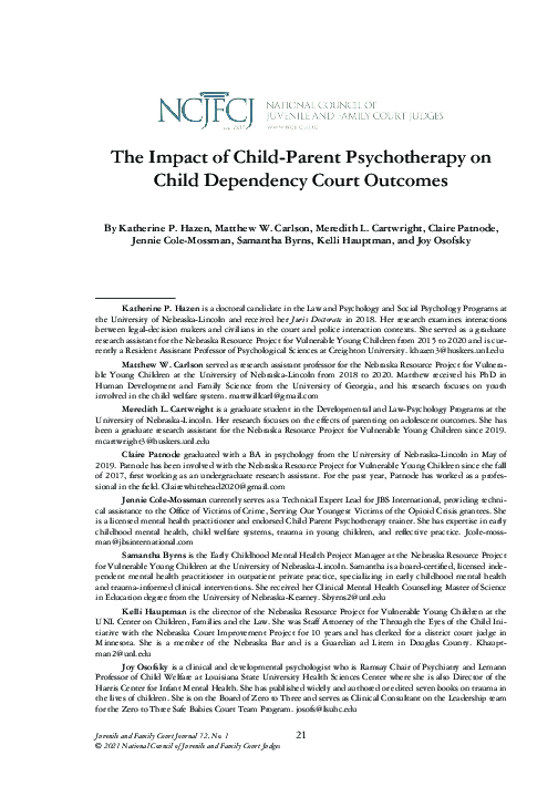 (PDF) The Impact of Child‐Parent Psychotherapy on Child Dependency ...