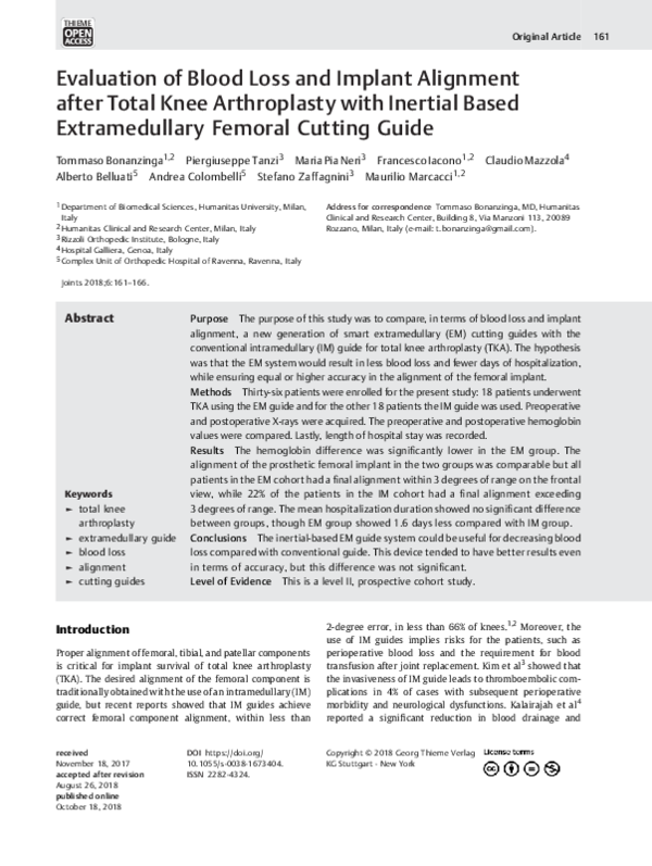 (PDF) Evaluation of Blood Loss and Implant Alignment after Total Knee ...