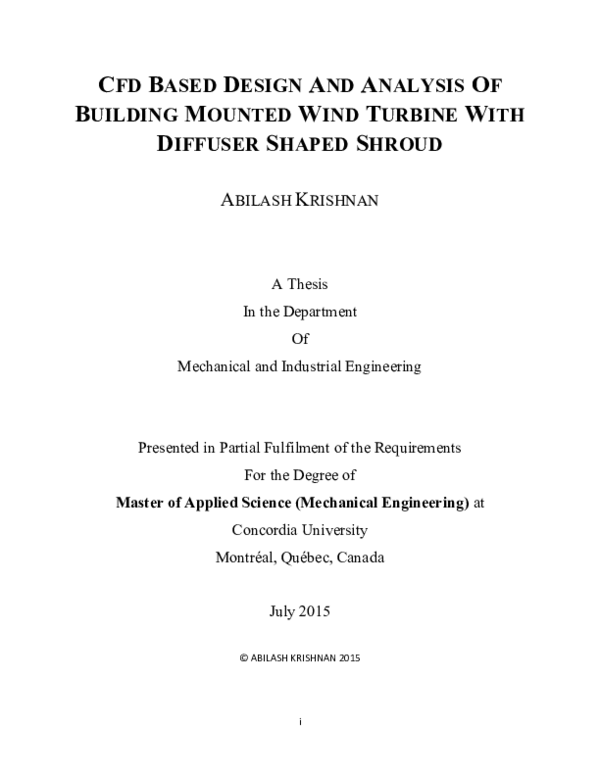 (PDF) CFD Based Design and Analysis of Building Mounted Wind Turbine with Diffuser Shaped Shroud
