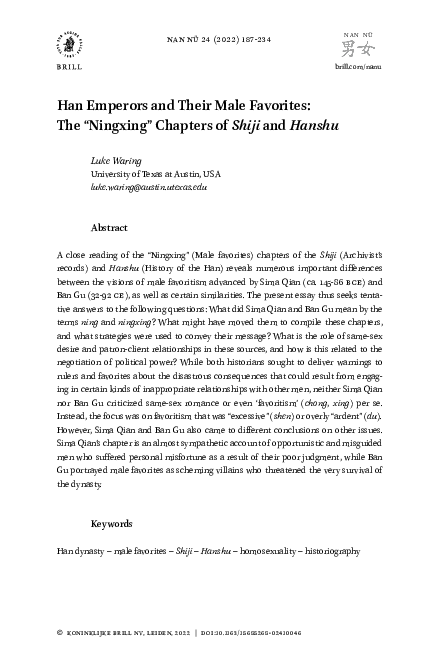 (PDF) Han Emperors and Their Male Favorites: The "Ningxing" Chapters of ...