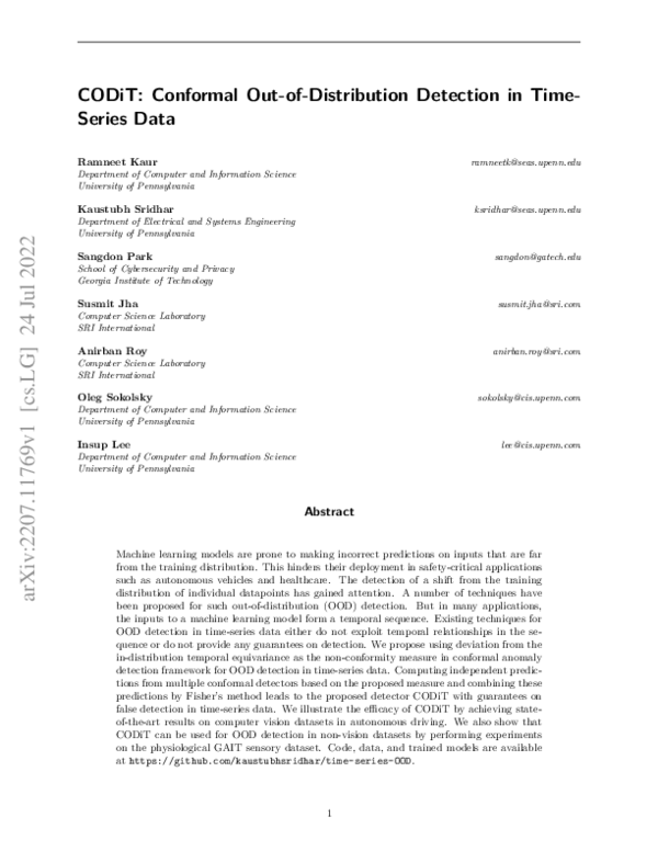 (PDF) CODiT: Conformal Out-of-Distribution Detection in Time-Series Data
