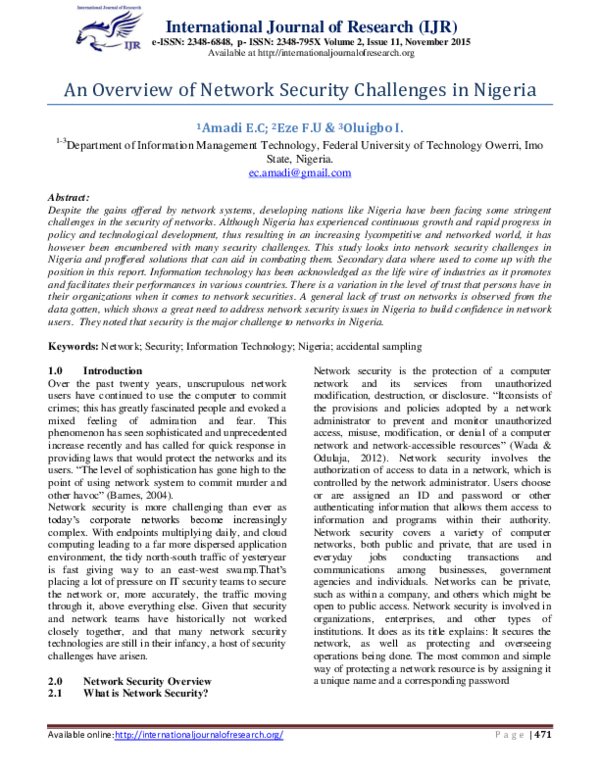 (PDF) An Overview of Network Security Challenges in Nigeria